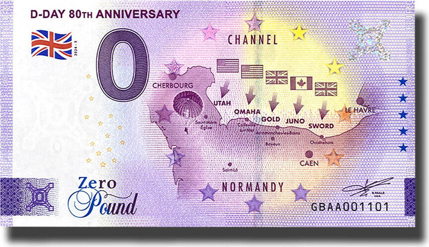 0 Pound Souvenir Banknote D-DAY 80th Anniversary United Kingdom GBAA ...