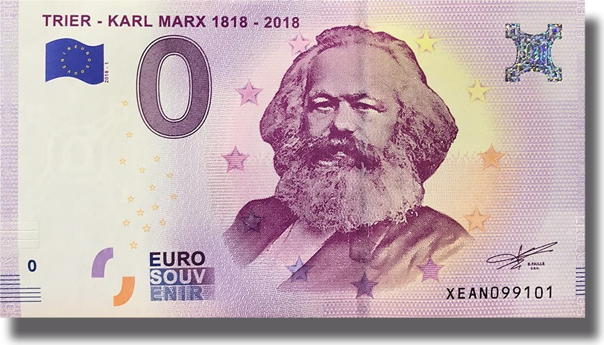 0 Euro 2018 Souvenir Banknote Trier Karl Marx 1818-2018 Germany XEAN ...