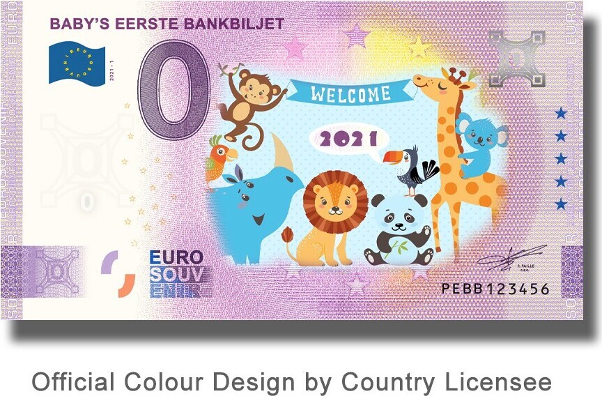 0 Euro Souvenir Banknote Baby's Eerste Bankbiljet Colour Netherlands ...
