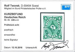 Deutsches Reich 4 Mark Posthorn, Abart ungezähnt, tadellos postfrisch ...