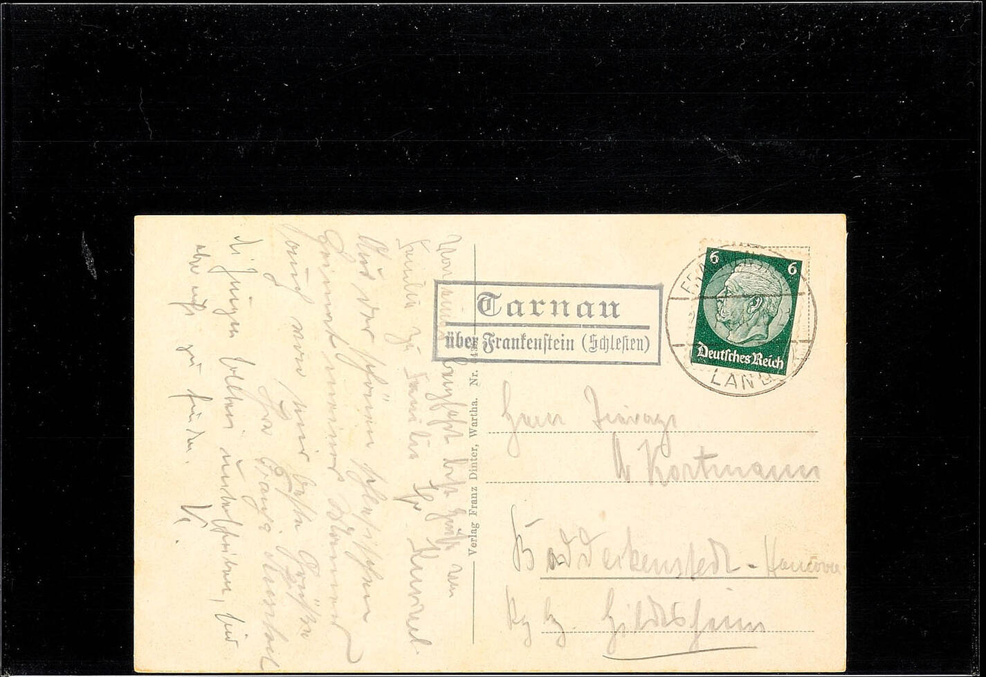 Deutsches Reich - Landpoststempel II Tarnau / über Frankenstein ...