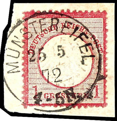 Deutsches Reich 1 Gr. karmin, kleiner Schild, Plattenfehler XIII, mit ...