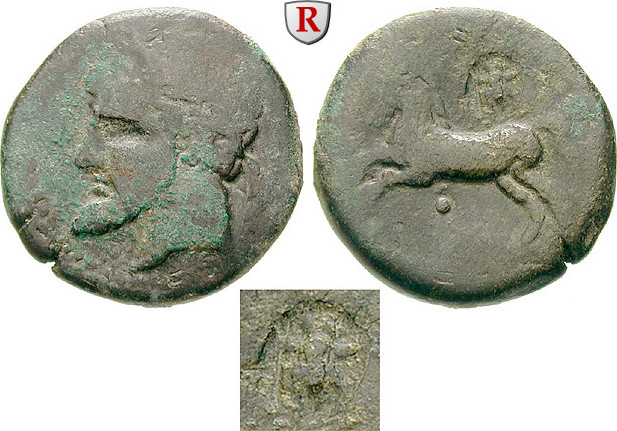 Numidien Bronze Königreich, Micipsa, 148-118 v.Chr. s-ss, grüne Patina ...