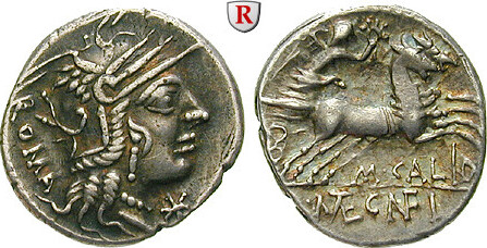 Denar M. Calidius, Metellus Nepos, Cn. Fulvius, 117-116 v.Chr. ss-vz ...