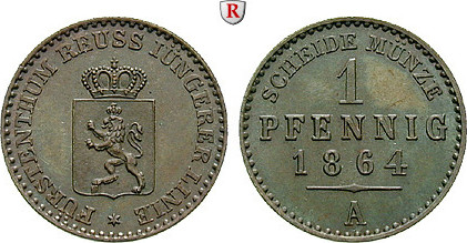 Pfennig 1864 Reuss-Schleiz, Heinrich LXVII., 1854-1867 st | MA-Shops