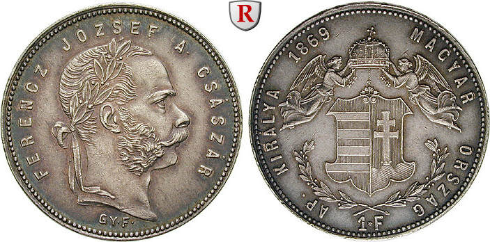 Ungarn Forint 1869 Franz Joseph I., 1848-1916 vz | MA-Shops