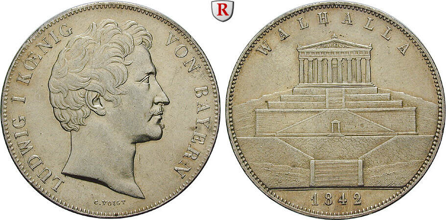 Bayern Geschichtsdoppeltaler 1842 Königreich, Ludwig I., 1825-1848 ss+, l. geputzt | MA-Shops