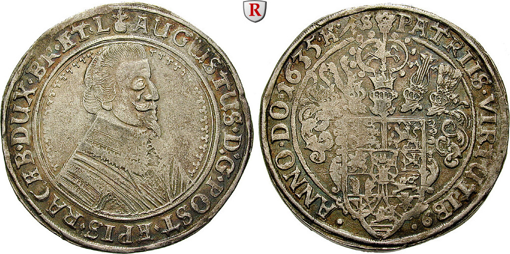 Ratzeburg, Bistum Reichstaler 1635 August von Braunschweig-Lüneburg ...