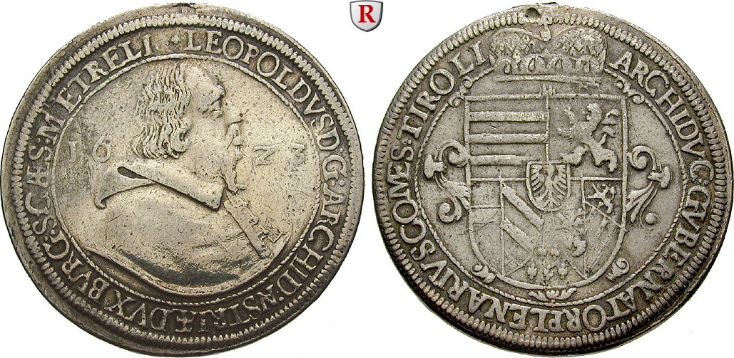Tirol, Grafschaft Reichstaler 1623 Erzherzog Leopold V., 1619-1632 ss ...