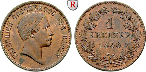 Kreuzer 1856 Grossherzogtum Baden, Friedrich I., 1856-1907 vz-st | MA-Shops