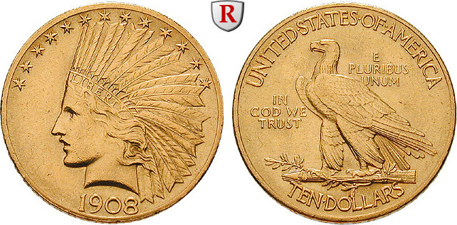 USA 10 Dollars 1908 16,72 g ss+ | MA-Shops