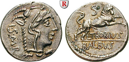 Denar L. Thorius Balbus, 105 v.Chr. ss-vz | MA-Shops