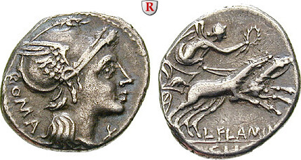 Denar L. Flaminius Chilo, 109-108 v.Chr. ss+ | MA-Shops