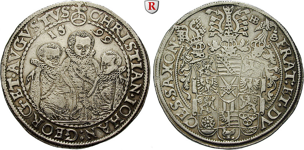 Sachsen Reichstaler 1599 Albertinische Linie, Christian II., Johann ...