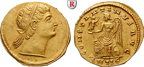 Solidus 324 Constantinus I., 307-337, Gold, 4,5 g f.vz, kl. Kratzer auf ...