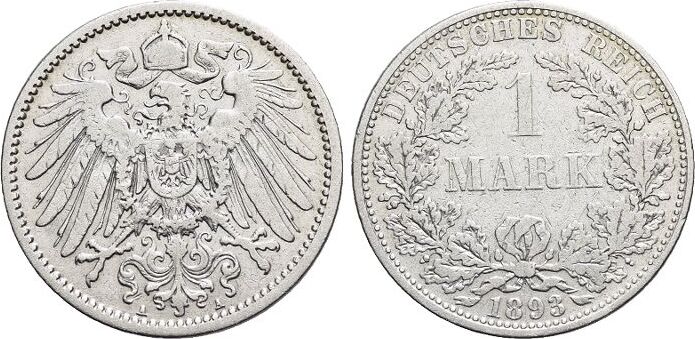 Deutsches Reich Mark 1893 A sehr schön | MA-Shops