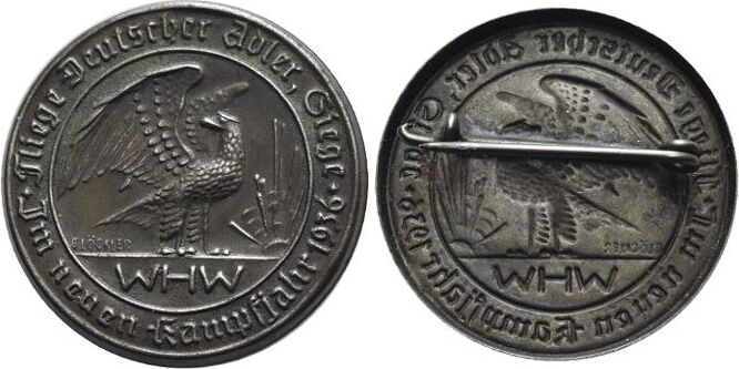 Drittes Reich Bronze 1936 Winterhilfswerk (WHW) Mit Anstecknadel ...