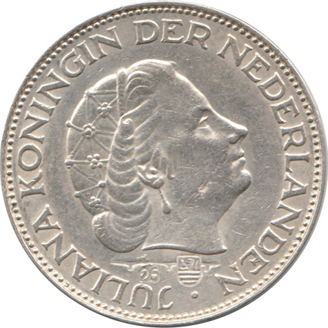 Nederland 2½ Gulden / Rijksdaalder 1966 Juliana 1948-1980 Klop ...