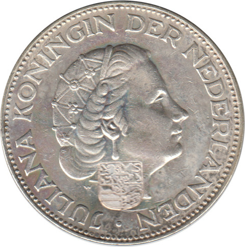 Nederland 2½ Gulden / Rijksdaalder 1960 Juliana 1948-1980 Klop ...