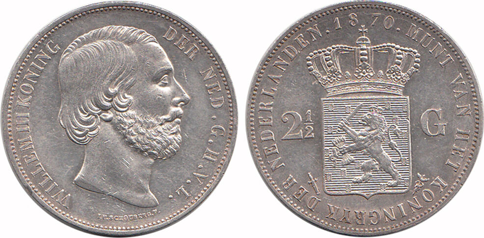 Nederland Koninkrijk 2½ Gulden / Rijksdaalder 1870 Willem III 1849 ...