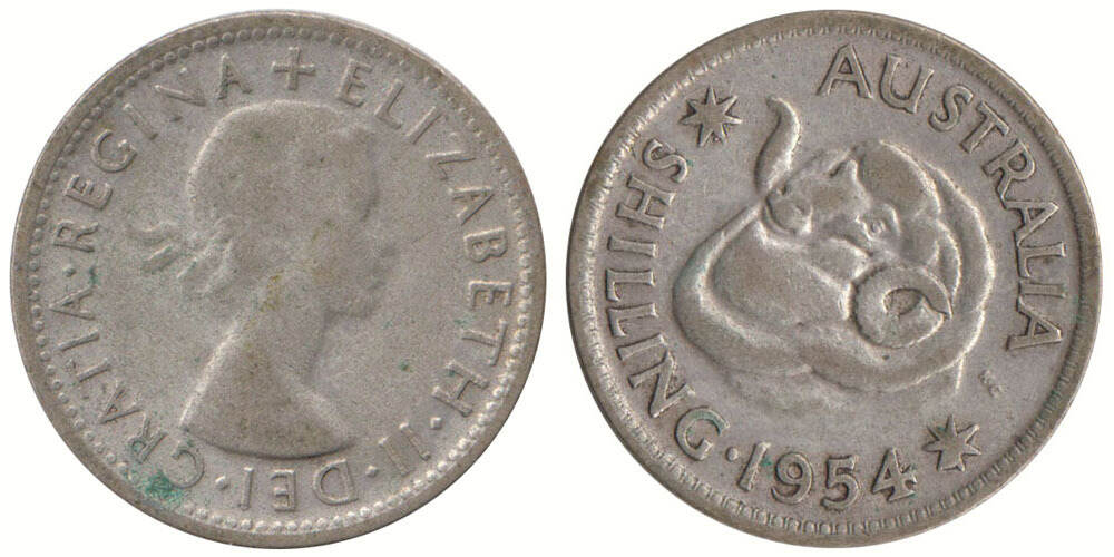 Australia 1 Shilling 1954 Elizabeth II 1952-2022 ss | MA-Shops