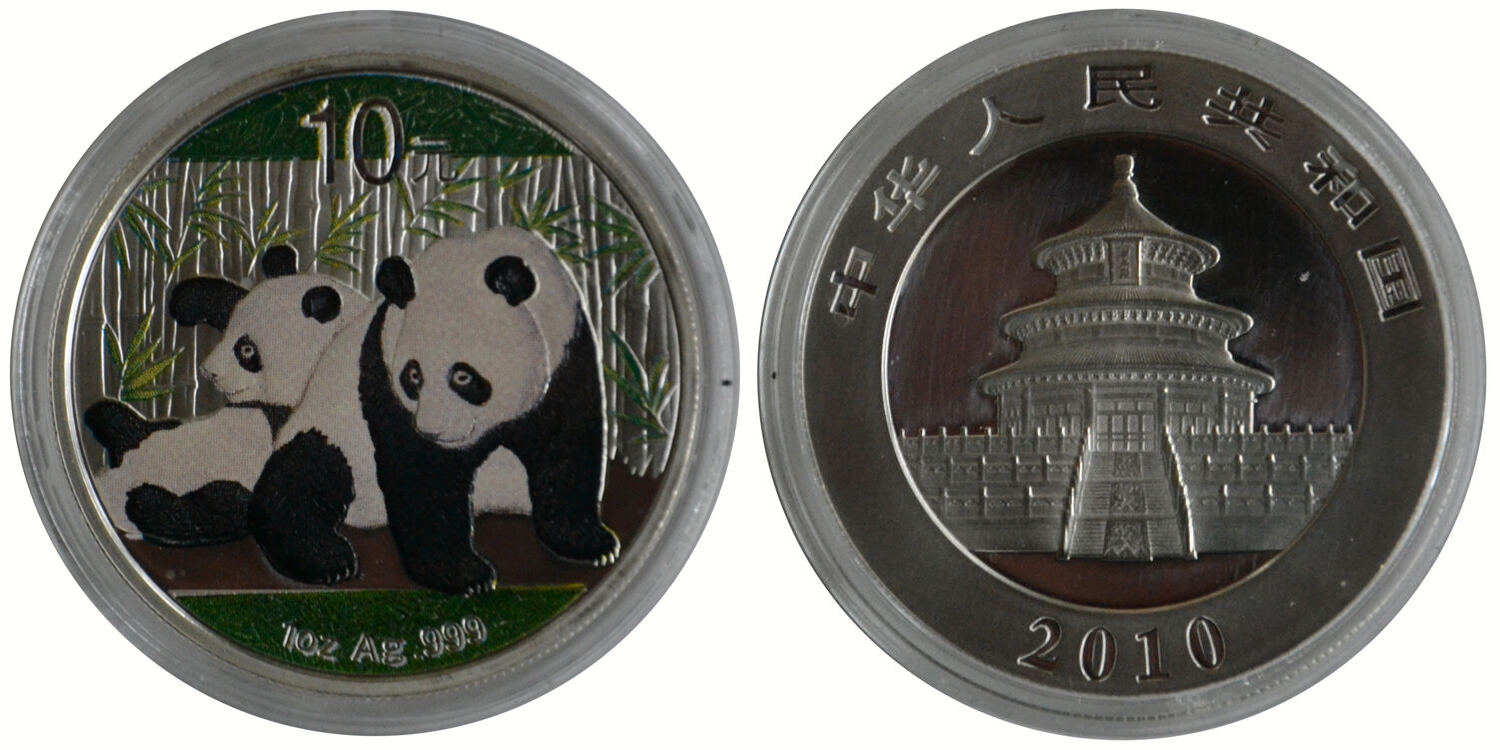 China 10 Yuan 2010 Panda Colored, Farbig Bu | MA-Shops
