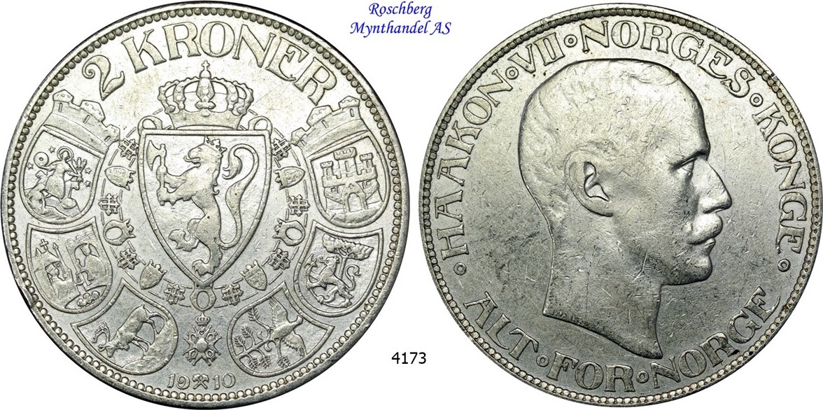 Mynter 2 Kroner 1910 Kv 1, renset | MA-Shops