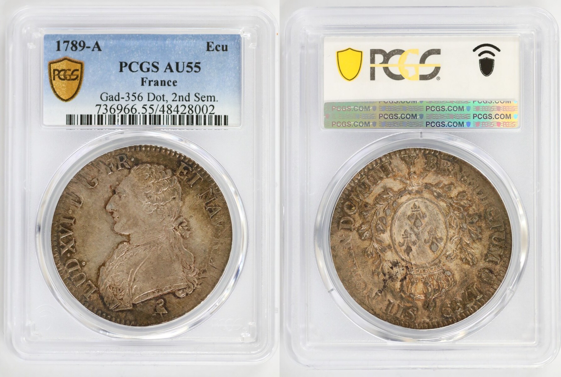 Mynter France 1 Ecu 1789-A PCGS AU55 | MA-Shops