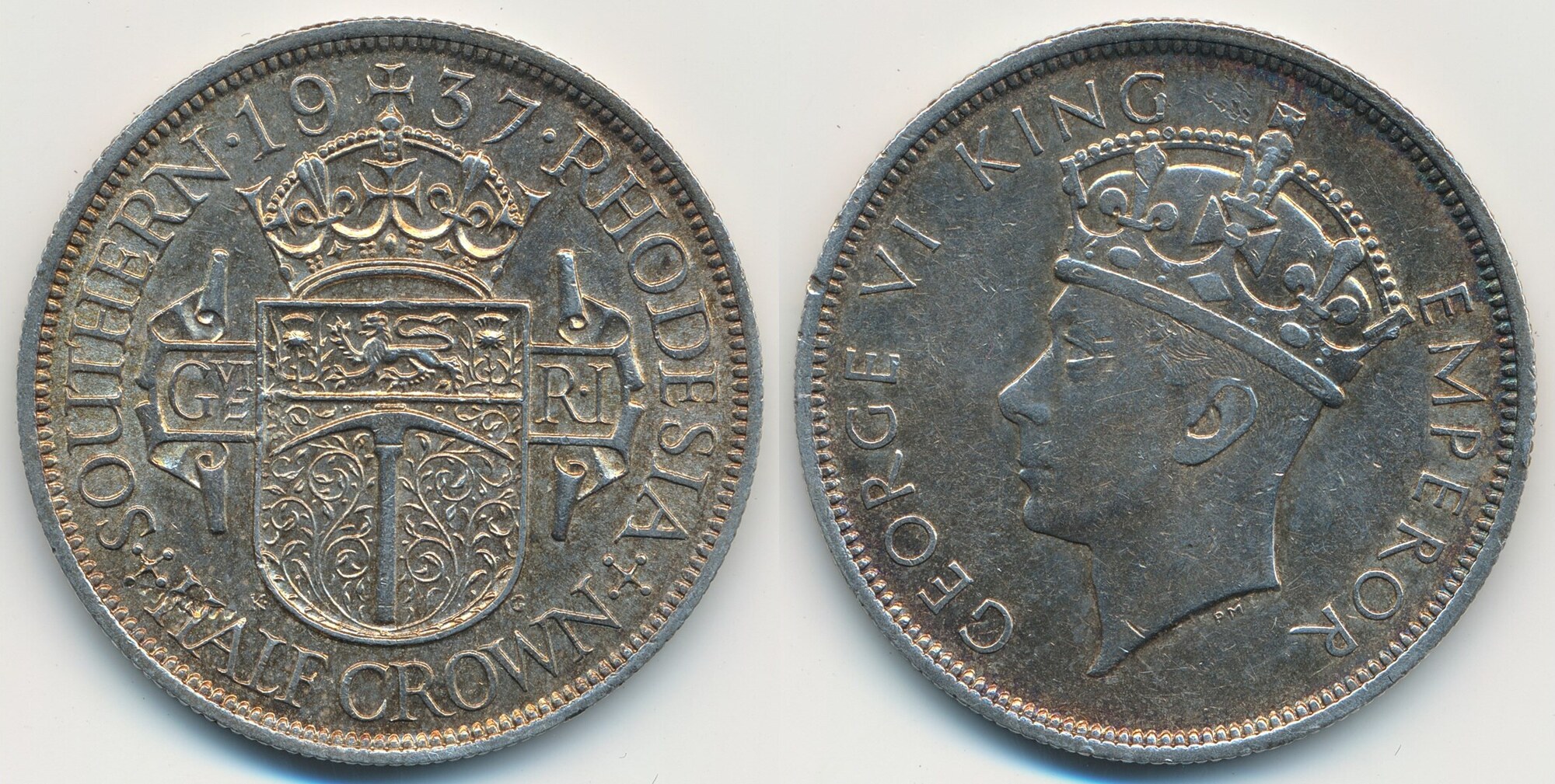 Mynter 1/2 Crown Southern Rhodesia 1937 XF/AU | MA-Shops