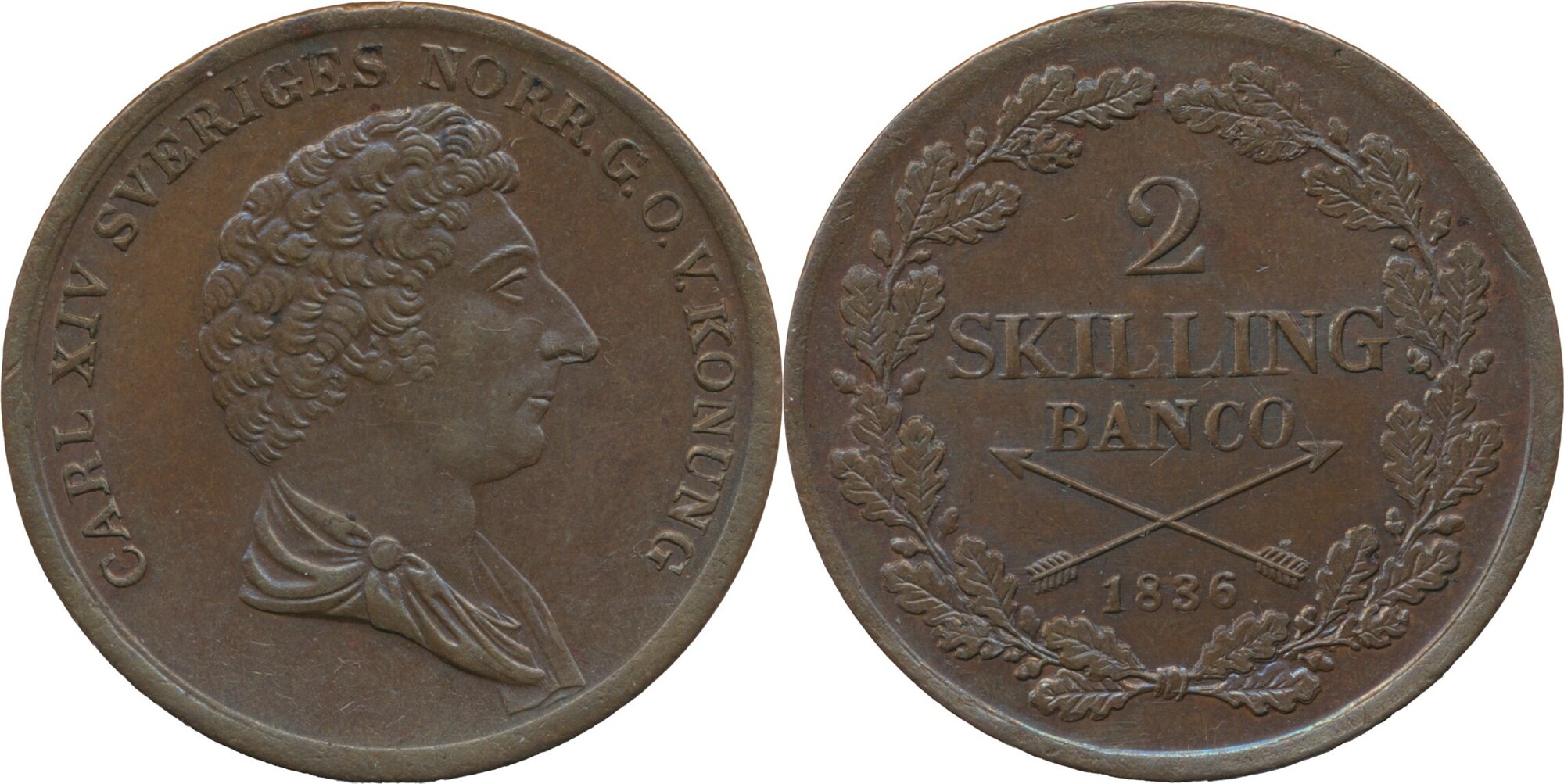 Mynter 2 Skilling 1836 AU Sverige | MA-Shops