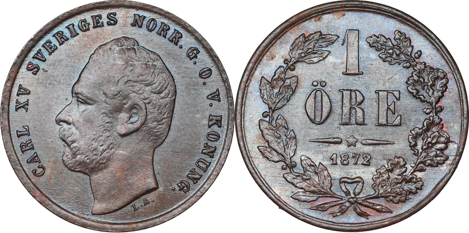 Mynter 1 Öre 1872 Sweden UNC | MA-Shops