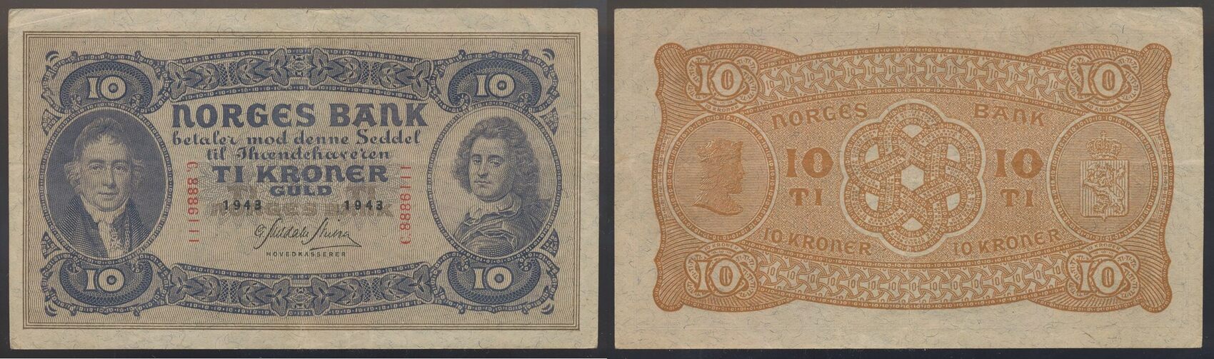 Sedler 10 Kroner 1943 C Kv 1 (VF) | MA-Shops
