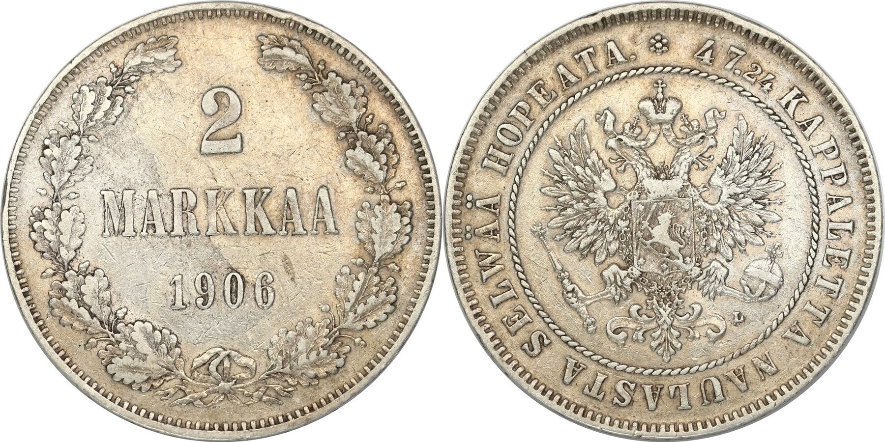 Mynter 2 Markka 1906 Finland kv 1+ | MA-Shops