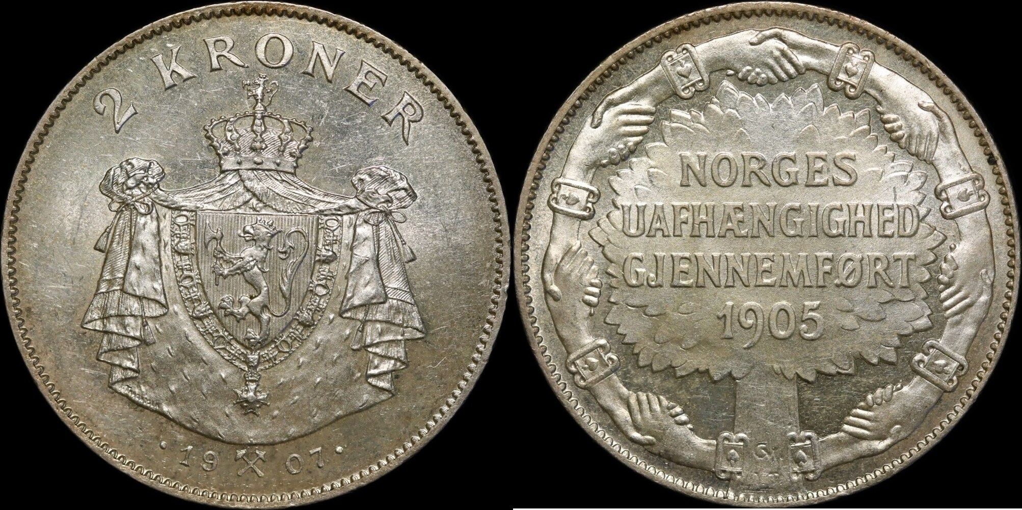 Mynter 2 Kroner 1907 R7135 Norge Kv 0/01 | MA-Shops