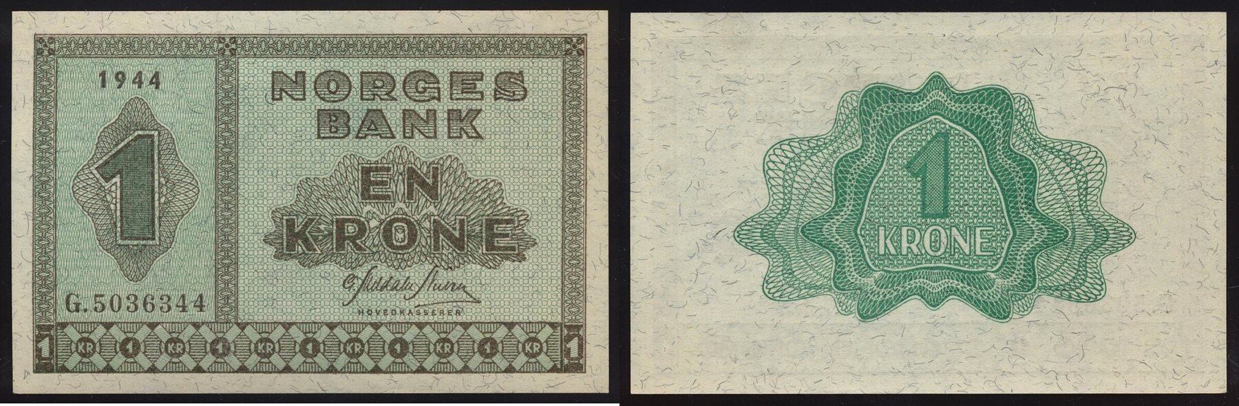 Sedler 1 Krone 1944 G Kv 0 (UNC) | MA-Shops
