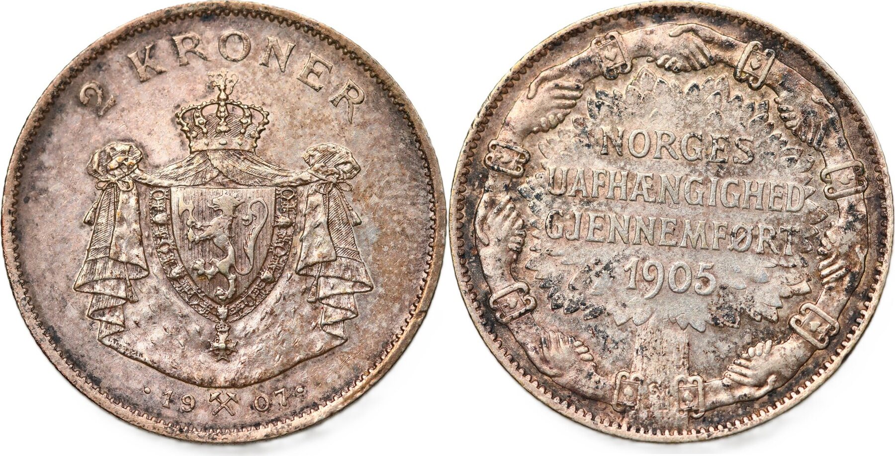 Mynter 2 Kroner 1907 Norge Kv 1+ | MA-Shops