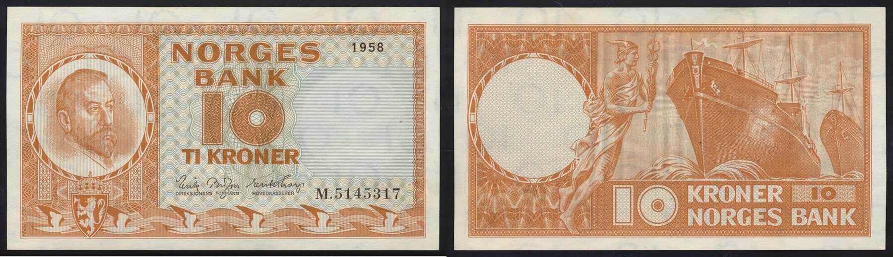 Sedler 10 Kroner 1958 M Kv 0 (UNC) | MA-Shops