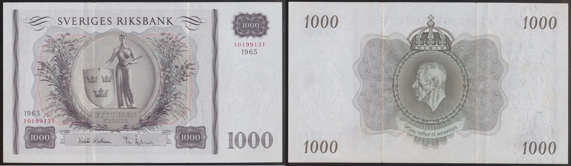 Sedler 1000 Kronor 1965 Sverige Kv 1+ (XF) | MA-Shops