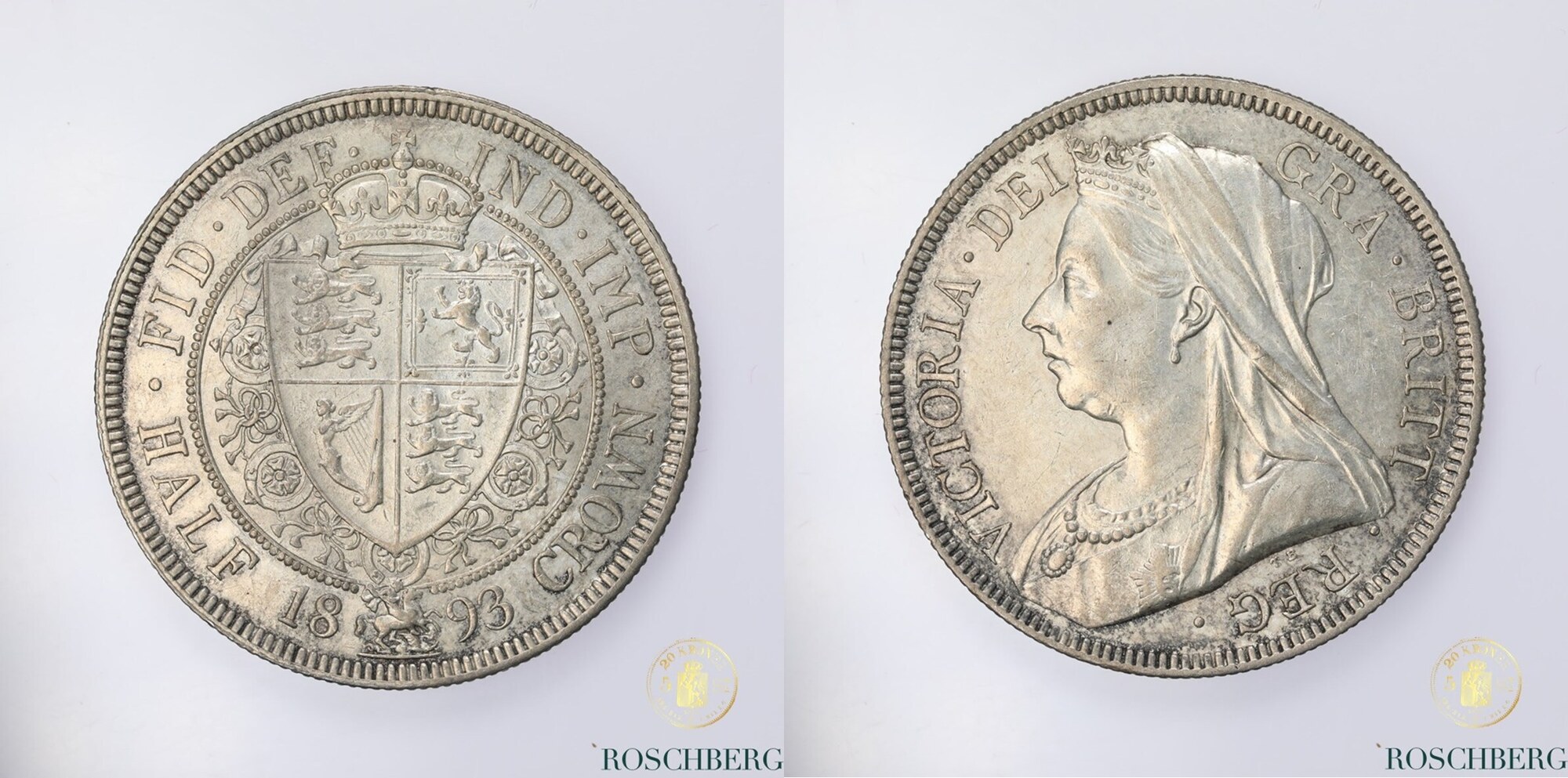 Mynter Crown 1893 England Half Kv AU | MA-Shops