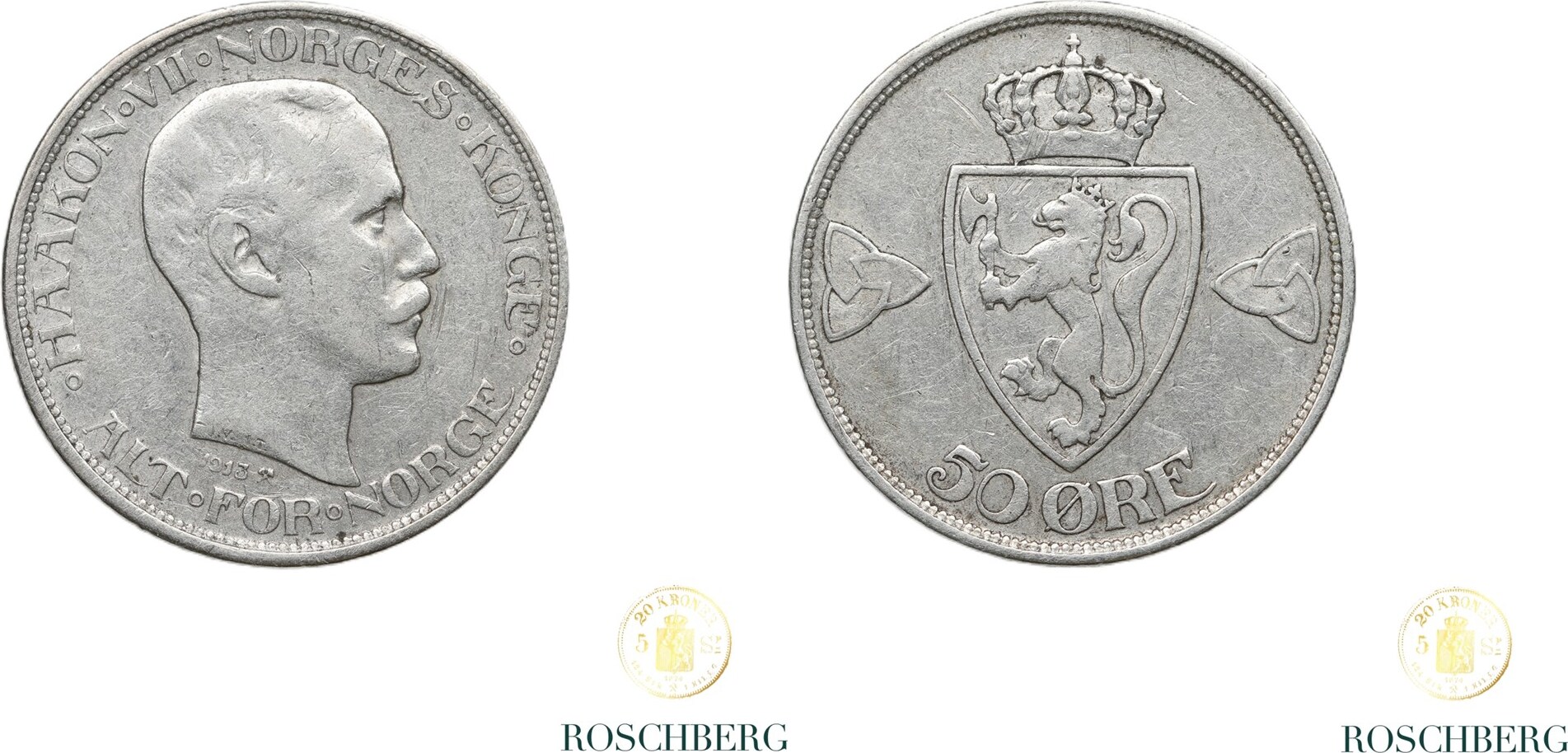 Mynter 50 Øre 1913 Norge Kv 1 | MA-Shops