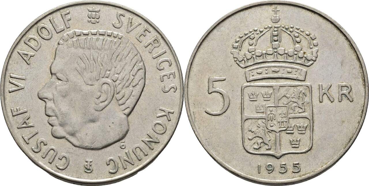 Schweden 5 Kronen 1955 vz | MA-Shops