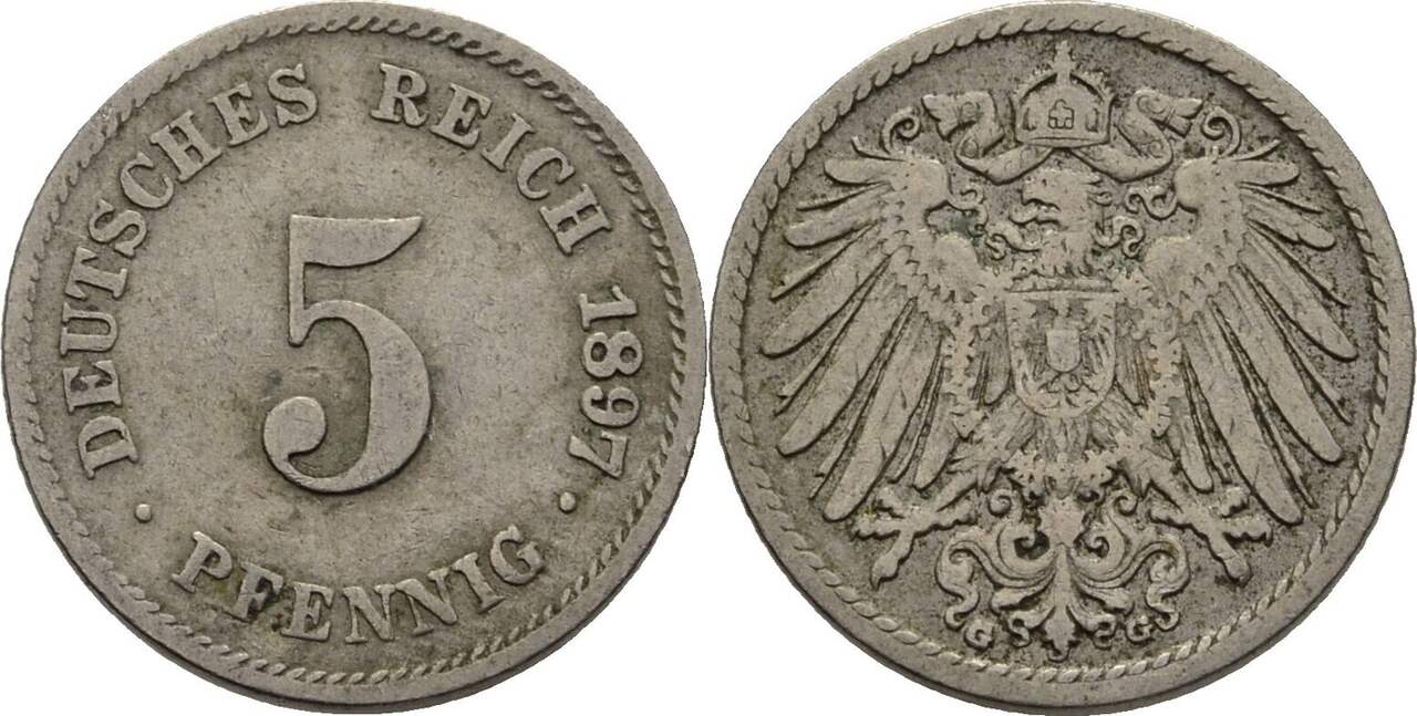 Deutsches Reich 5 Pfennig 1897 G ss- | MA-Shops