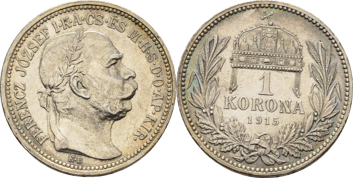 Österreich Ungarn Kremnitz 1 Korona 1915 KB Franz Josef I. vz+ | MA-Shops