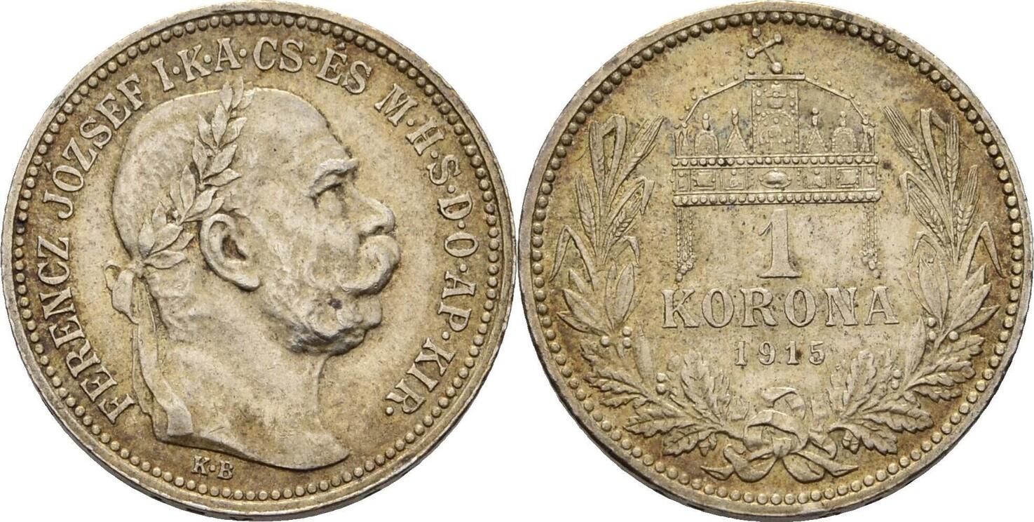 Österreich Ungarn Kremnitz 1 Korona 1915 KB Franz Josef I. vz+ | MA-Shops