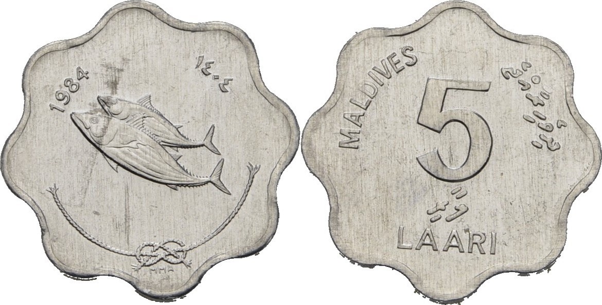 Malediven 5 Laari 1984 prägefrisch | MA-Shops