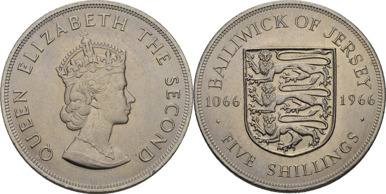 Jersey 5 Shillings 1966 Elisabeth II. prägefrisch | MA-Shops