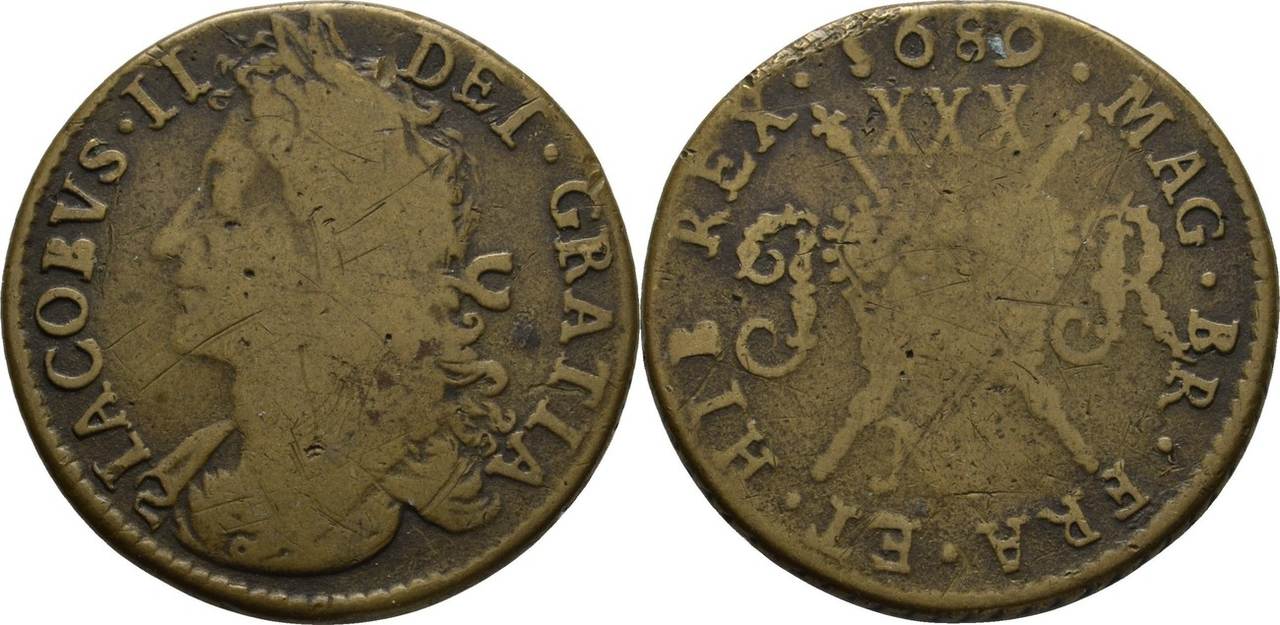 England Irland Gunmoney 1689 James II. 1685-1691. fss | MA-Shops