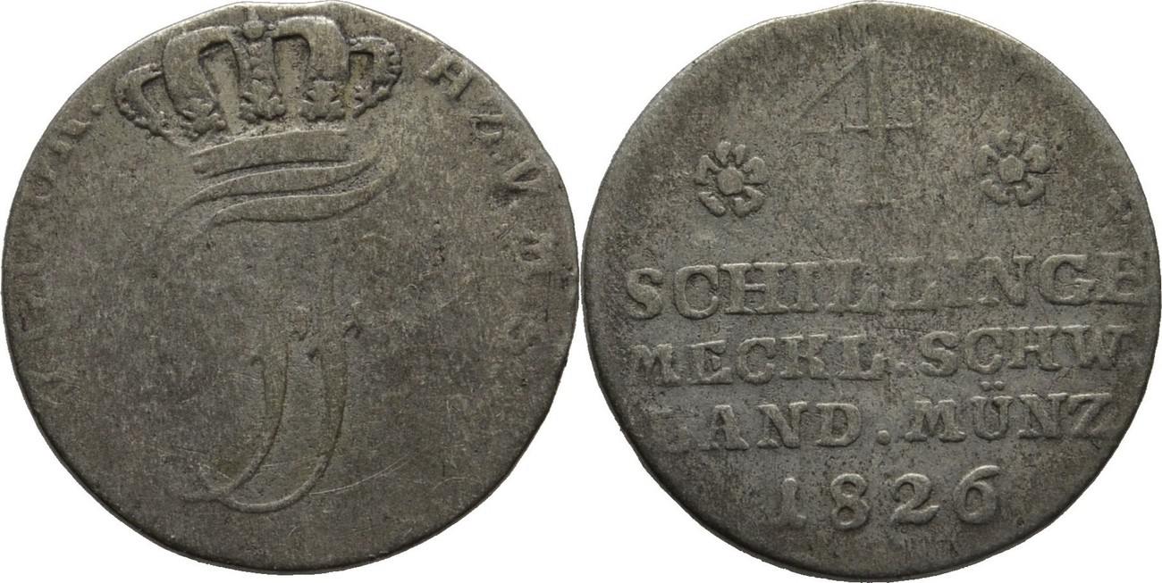 Mecklenburg Schwerin 4 Schilling 1826 Friedrich Franz I., 1785-1837 f.ss | MA-Shops