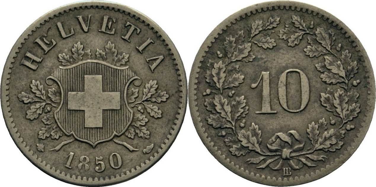 Schweiz Straßburg 10 Rappen 1850 ss | MA-Shops