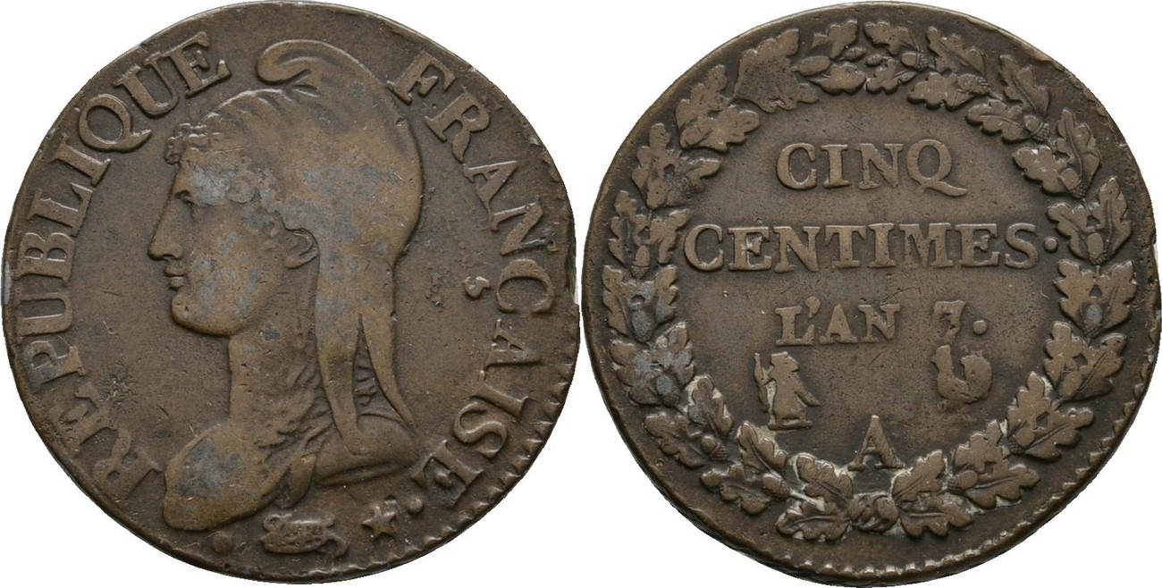 Frankreich Paris 5 Centimes 1798-1799 ss | MA-Shops